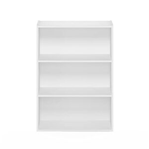 Furinno Pasir 3-Tier Open Shelf Bookcase, Plain White & Luder Bookcase / Book / Storage , 5-Tier, White