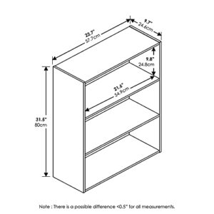 Furinno Pasir 3-Tier Open Shelf Bookcase, Plain White & Luder Bookcase / Book / Storage , 5-Tier, White