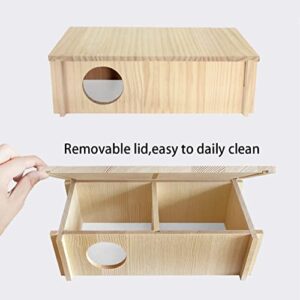 Hamiledyi Multi-Chamber Hamster Wooden House Multi-Room Wooden Hamster Hideout Exploring Tunnel Small Animal Habitat Decor for Syrian Hamsters Rats Mice Lemmings Gerbils(2-Room)