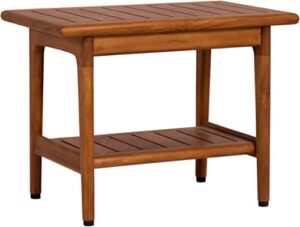 24" maluku-bjon slatted teak shower bench w/shelf