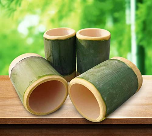 WellieSTR 1PC (L/Dia.12~14cm/H 15CM) Natural Bamboo Cup Home Decoration Keys Pens Storage Bamboo Crafts Christmas Birthday Friend Gifts,Bamboo Wrapped Sticky Rice Steamer,Chinese Snack Tool