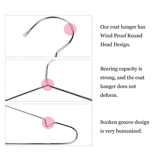 Decohomeforu 10 Pack Stainless Steel 15.75 Inches Clothes Hangers Coat Hangers, Strong Heavy Duty Stainless Steel Hangers, Ultra Thin Space Saving Clothes Hangers, Durable Slim Sleek Silver Hangers