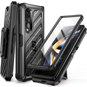 SUPCASE Unicorn Beetle Case for Galaxy Z Fold 4 5G (2022), [Rugged Belt Clip] Shockproof Protective Case with Built-in Screen Protector & Kickstand (Black)