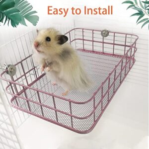 JSLZF Rat Cage Platform Accessories Hanging Rat Ledge Metal Ferret Hammock Squirrel Cage Bed Small Animal Habitat for Hamster, Sugar Glider, Rat- Pink