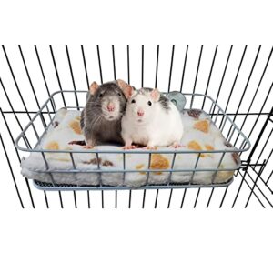 rat cage platform accessories hanging rat ledge metal ferret hammock squirrel cage bed small animal habitat for hamster, sugar glider, rat- blue