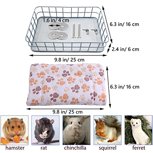 Rat Cage Platform Accessories Hanging Rat Ledge Metal Ferret Hammock Squirrel Cage Bed Small Animal Habitat for Hamster, Sugar Glider, Rat- Blue