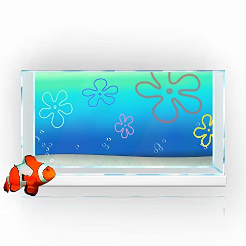 sb little Cartoon Underwater Aquarium Backdrop Sticker BOB 12''x16'' (31x41cm), Fish Tank Background Decorations HD Printing Simple Wallpaper PVC Poster (B)