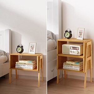 Pipishell Bamboo Shoe Rack Bench with Bamboo End Tables