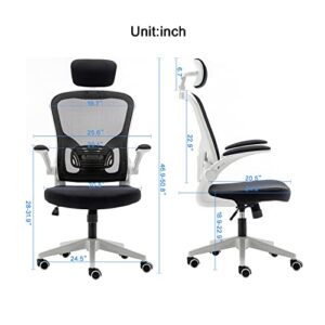 HOUSENLuxury Ergonomic Office Chair,Adjustable Height/Tilt Computer Desk Chair with Lumbar Support Armrest and Headrest,360-Degree Swivel Home Office Chair, 300Lb Capacity White