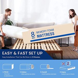 Queen Size Mattress in a Box, 8 inch Bed Mattresses, Cooling Gel Green Tea Memory Foam, Medium Firm