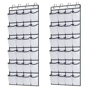 2 pack over the door shoe organizer, door hanging shoe holder rack organizer shoe storage 24 durable mesh pockets works well for men and women kids door shoe holder rack, closet bedroom bathroom