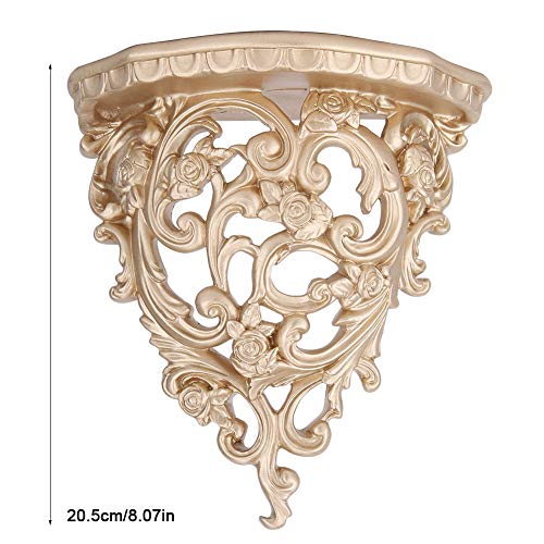 FIYO European Hollow Wall Shelf, Wall Hanging Storage Rack Wall Decoration Wall Shelf Wall Mounted Storage Rack Baroque Style Decorative Shelves Ornament for Living Room