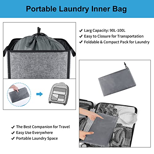 Large 90L, 25" Tall Collapsible Laundry Hamper with Removable Bag, Durable Freestanding, Sturdy Handles for Toys Clothes Bedroom, Bathroom, College Dorm, Grey