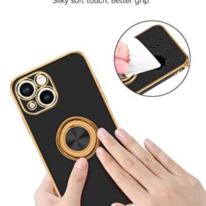 BENTOBEN iPhone 13 Mini Case with 360° Ring Holder, Slim Fit Shockproof Kickstand Magnetic Car Mount Supported Non-Slip Protective Women Men Girls Boys Case Cover for iPhone 13 Mini 5.4", Black/Gold