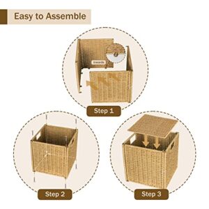 AELS Woven Baskets for Storage, Natural Hand-woven Storage Baskets for Organizing, Cubby Cubes Storage Bins for Shelves, 11" Modern Farmhouse Square Storage Cubes with Handles, Natural, 2 Pack