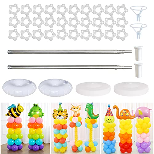 Adjustable Balloon Column Stand Kit for Floor- Set of 2,Base and Telescopic Pole,Balloon Tower Backdrop Decoration for Wedding, Baby Shower, Birthday Party, or Bachelorette Parties