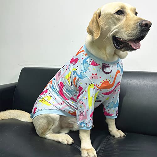 PriPre Dinosaur Dog T Shirts 3D Unicorn Pattern Printed Apparel Shirt for Large Dogs Softable Stretchy Pet Clothes (3XL, Light Blue)