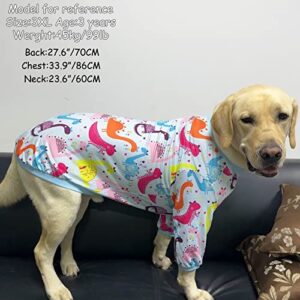 PriPre Dinosaur Dog T Shirts 3D Unicorn Pattern Printed Apparel Shirt for Large Dogs Softable Stretchy Pet Clothes (3XL, Light Blue)