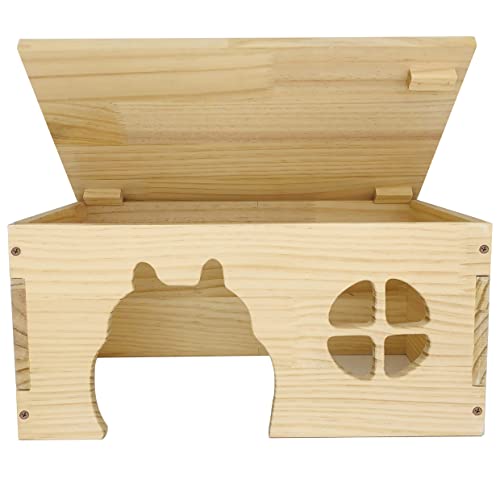 Wooden Guinea Pig Hideout, Chinchilla House, Baby Rabbit House, Dwarf Bunny Hut Hideout Wood, Small Animal Hideout for Rats, Hedgehog