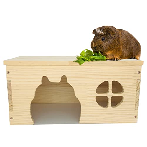 Wooden Guinea Pig Hideout, Chinchilla House, Baby Rabbit House, Dwarf Bunny Hut Hideout Wood, Small Animal Hideout for Rats, Hedgehog