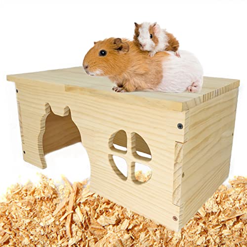 Wooden Guinea Pig Hideout, Chinchilla House, Baby Rabbit House, Dwarf Bunny Hut Hideout Wood, Small Animal Hideout for Rats, Hedgehog