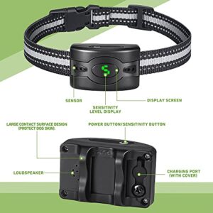 2 Pack Rechargeable Dog Bark Collar, Anti Barking Collar with 5 Sensitivity, No Shock Bark Collar with Vibration&5 Variable Beep, IP67 Waterproof Smart Bark Training Collar for Large Medium Small Dogs