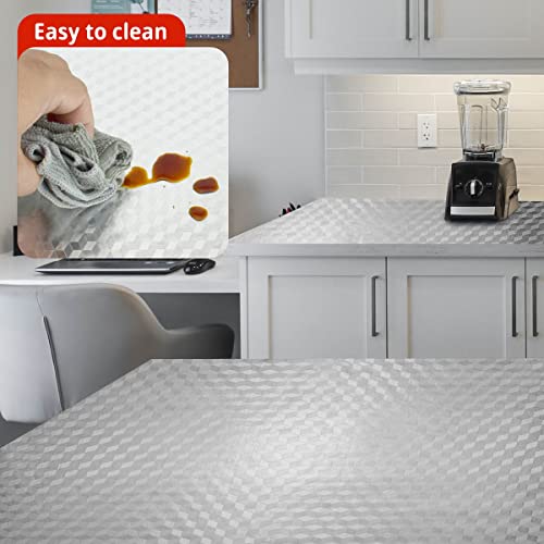 HengDu Kitchen PVC Self-Adhesive Wallpaper，Oil-Proof Foil Wall Sticker, Kitchen Backsplash Stickers,Silver Color Aluminum Foil Oil Resistant,(Silver Rhombus Pattern) 15.7X197 in(0.4 * 5M)