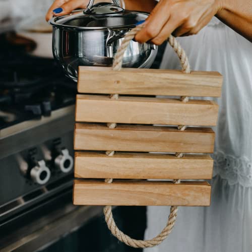 Handmade Trivet Walnut Wooden for Hot Dishes, Pots, Pans, Teapot and Tabletop, Non-Slip, Heat Resistant, Kitchen Counter Accessories