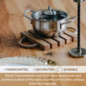 Handmade Trivet Walnut Wooden for Hot Dishes, Pots, Pans, Teapot and Tabletop, Non-Slip, Heat Resistant, Kitchen Counter Accessories