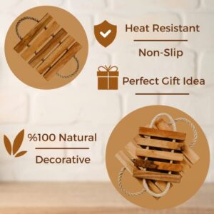 Handmade Trivet Walnut Wooden for Hot Dishes, Pots, Pans, Teapot and Tabletop, Non-Slip, Heat Resistant, Kitchen Counter Accessories