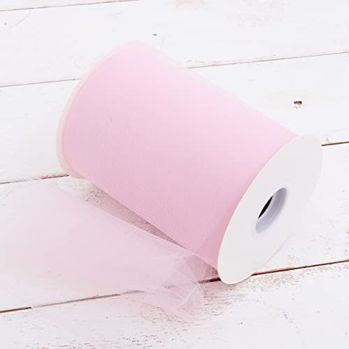 Threadart Premium Soft Tulle Mega Roll - 6 x 100 Yards (300ft) Fabric - for Wedding, Parties, Costumes, and Decoration - Light Pink