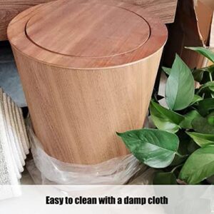 Eaarliyam Wooden Waste Bin with Swing Lid Round Trash Can Kitchen Garbage Basket for Hotel Paper Bins