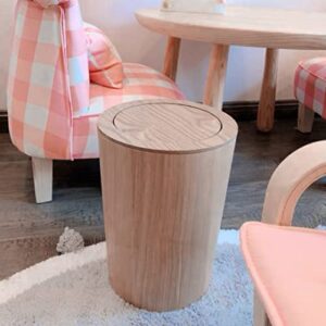 Eaarliyam Wooden Waste Bin with Swing Lid Round Trash Can Kitchen Garbage Basket for Hotel Paper Bins