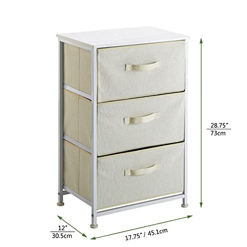 Urban Shop 3 Tier Fabric Drawer Storage Cart with MDF Wood Frame, Cream with White Frame