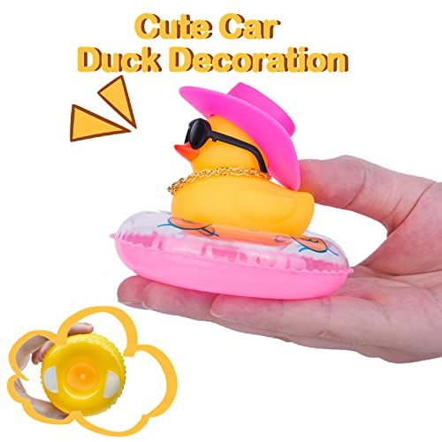 MuMyer Duck Car Dashboard Decorations Rubber Duck Car Ornaments for Car Dashboard Decoration Accessories with Mini Swim Ring Sun Hat Necklace and Sunglasses