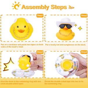 MuMyer Duck Car Dashboard Decorations Rubber Duck Car Ornaments for Car Dashboard Decoration Accessories with Mini Swim Ring Sun Hat Necklace and Sunglasses