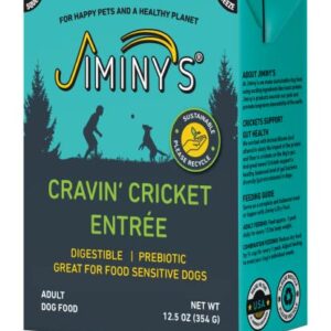 Jiminy's Cravin' Cricket Entree - Wet Dog Food, Insect Dog Food, Gluten-Free, Prebiotic, 100% Made in The USA, Sustainable, Recyclable Packaging, Organic Dog Food - 12.5 Oz (Pack of 6)