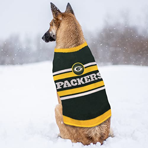 Pets First NFL Green Bay Packers Dog Sweater, Size Small. Warm and Cozy Knit Pet Sweater with NFL Team Logo, Best Puppy Sweater for Large and Small Dogs, Team Color (GBP-4179-SM)