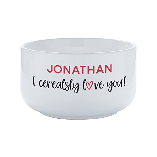 Personalization Universe Personalized 'I Cerealsly Love You' 14 oz. Romantic Valentine's Cereal Bowl - Heavyweight Stoneware, Chip-Resistant, Dishwasher & Microwave Safe Snack Bowl