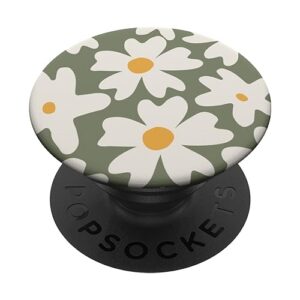 modern daisy flower leaves boho mustard yellow beige green popsockets standard popgrip