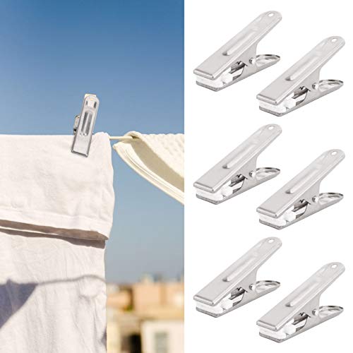 Tomotato 20 Pcs Stainless Steel Clothes Pins, Multipurpose Wire Utility Clips Durable Drying Pegs Clamps for Laundry Home Kitchen Outdoor