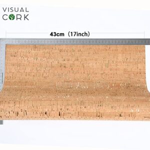 VISUAL CORK Normal Thin Cork Fabric by The Yard Eco-Friendly Faux Leather Upholstery Fabric 17inch× 362inch (43cm× 920cm) Wallpapers Craft Materials