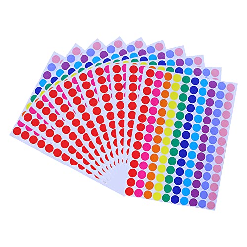 1400 PCS 3/4” (19mm) 10 Color Round Coding Labels, Circle Dot Stickers for Office and Student Marking, Organizing, Art Learning, and Sensory Playing