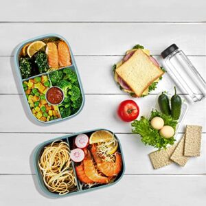 Large Capacity Bento Box Lunch Box,3 Layers Stackable Bento Lunch Containers for Adults/Kids, Built-in Utensil Set, Bento Lunch Box for Dining Out, Work, Picnic,Light Blue