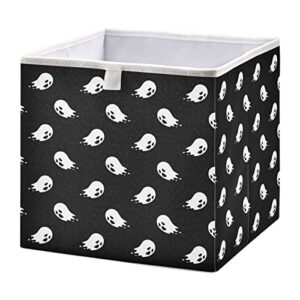 ollabaky halloween cube storage bin, foldable fabric ghost spooky storage cube basket cloth organizer box with handle for closet shelves, nursery storage toy bin, s