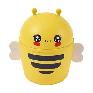 topbathy plastic mini wastebasket trash can: cartoon bee desktop trash can with swing lid for home, office, kitchen, vanity tabletop, bedroom