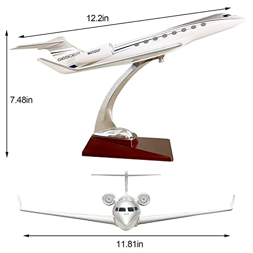 12.2” 1:100-Scale Model Jet Model Airplane Gulfstream G650 Model Lite Collectibles Alloy Resin Airplane Models Plane Models Diecast for Collection or Gift Ornament