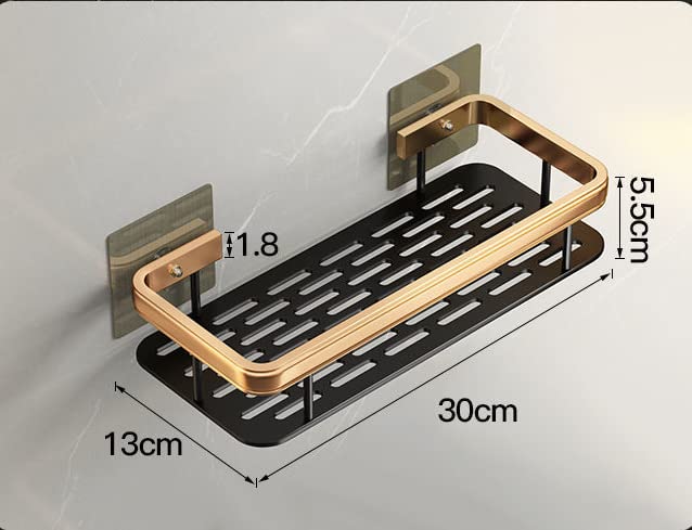 HONGXILONG Shower caddy Bathroom shelves,Space Aluminum shower shelves,No Drilling Adhesive Wall Mounted Bathroom Organizer - 2-Pack (Champagne Gold)