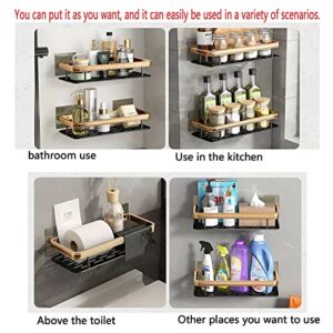 HONGXILONG Shower caddy Bathroom shelves,Space Aluminum shower shelves,No Drilling Adhesive Wall Mounted Bathroom Organizer - 2-Pack (Champagne Gold)