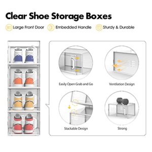 SEE SPRING XX-Large 12 Pack Shoe Storage Box, Clear Plastic Stackable Shoe Organizer for Closet, Space Saving Sneaker Shoe Rack Containers Bins Holders Fit up to Size 13 (Clear)